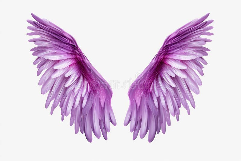 Purple Angel Wings on a White Background Stock Photo - Image of ...