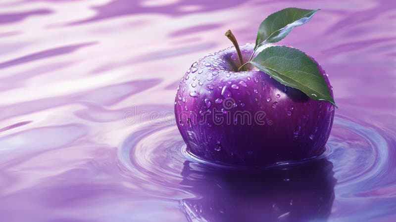 Purple Apple Floating on Rippling Water Surface Stock Photo - Image of ...