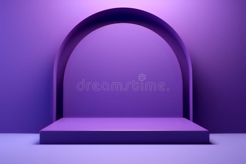 Purple Archway with Platform, Minimalist 3D Render, Studio Background ...