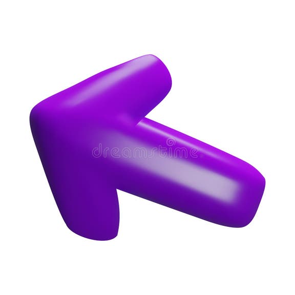 Purple Arrow Shape 3D Plastic Cartoon Style Vector Icon, Doodle Arrow ...