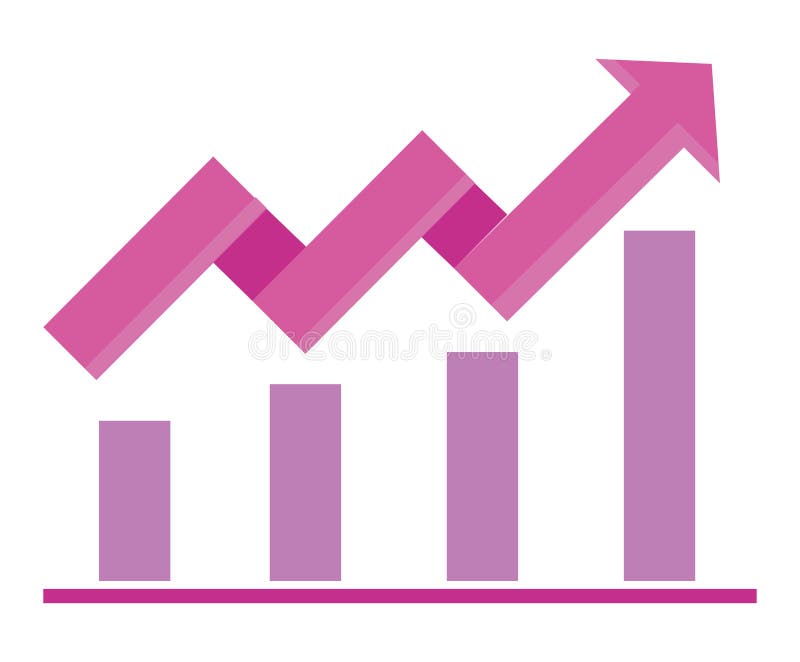 Purple Arrow and Statistics Bars Stock Vector - Illustration of vector ...
