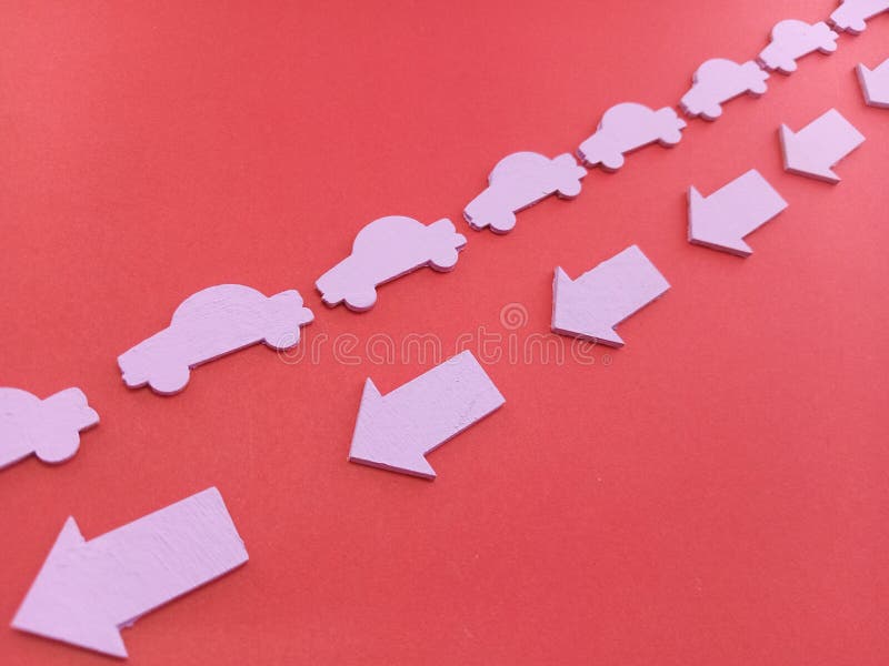 Purple Arrows Pointing a Direction for a Car To Drive on a Red ...