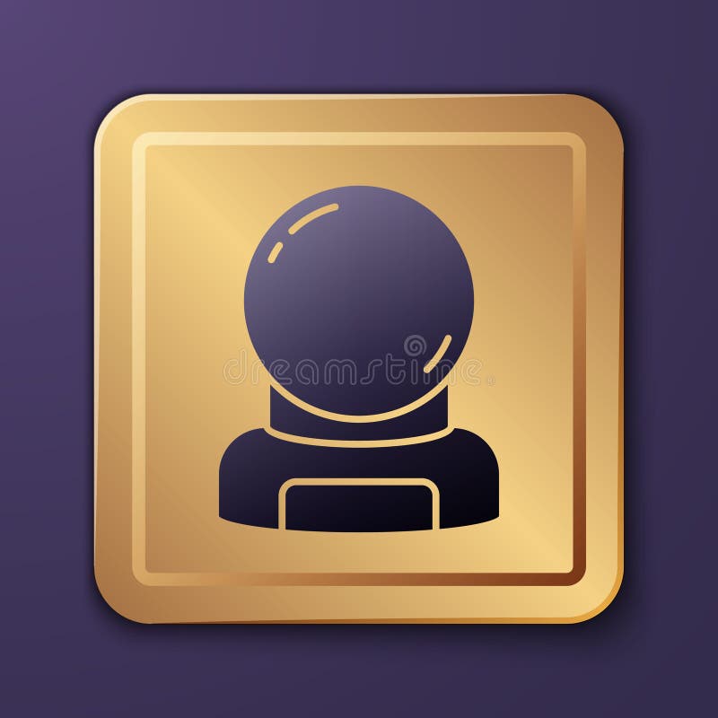 Purple Astronaut Helmet Icon Isolated on Purple Background. Gold Square ...