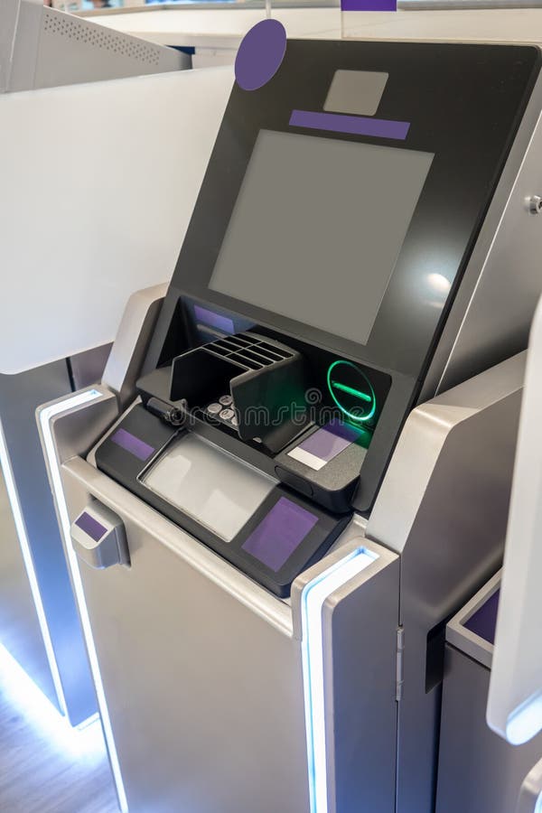 Purple ATM Machines. the Station Automatic Machines Stock Photo - Image ...