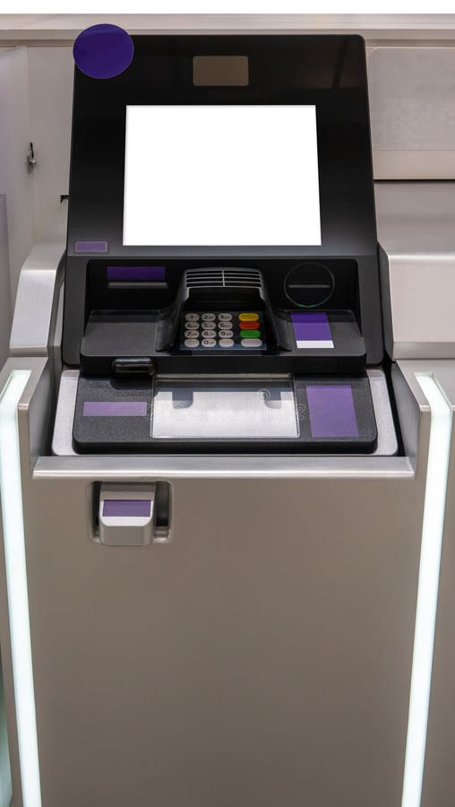 Purple ATM Machines. the Station Automatic Machines. Stock Photo ...