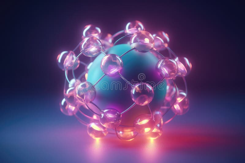 Purple Atoms Forming Molecular Structure, Created Using Generative Ai ...