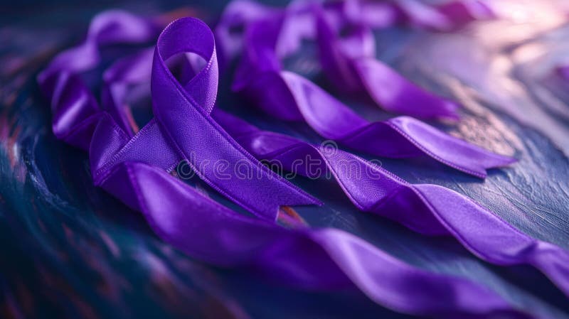 Purple Awareness Ribbons Laying on a Dark Surface Stock Illustration ...