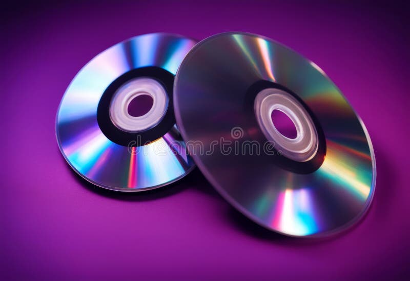 Purple Background Compact Shimmering Discs Trio Disc Cd Technology ...