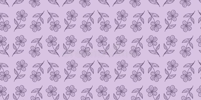 Purple Background with Flowers, Floral Vector Wallpaper, Seamless ...