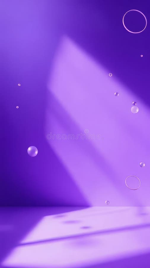 Purple Background with Soft Light, Shadows, and Floating Bubbles for a ...