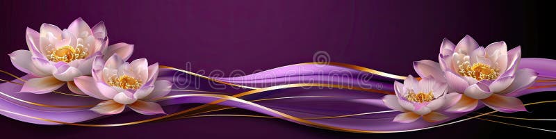 A Purple Background with Three Pink Flowers on it Stock Photo - Image ...