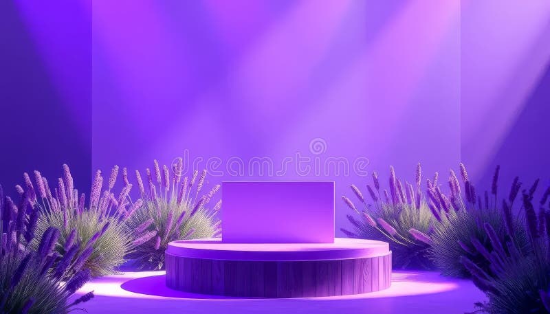 Purple Background with a White Pedestal in the Middle Stock Image ...