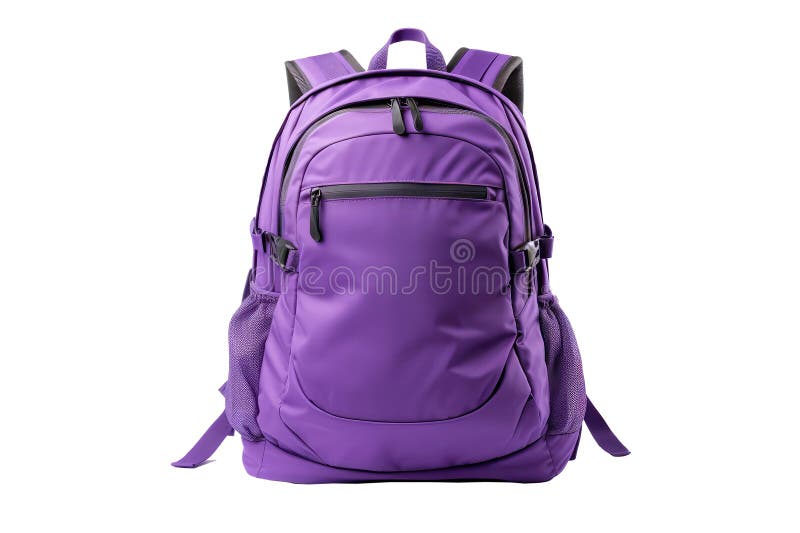 Purple Backpack on White Background Stock Illustration - Illustration ...