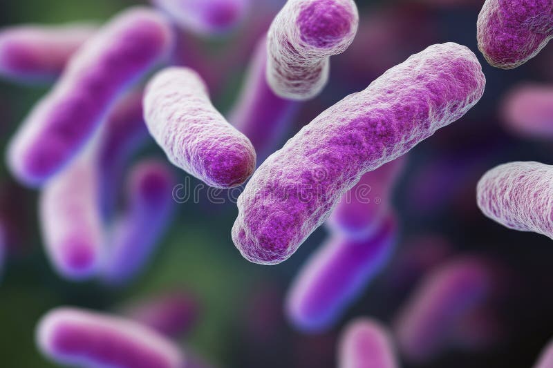 Purple Bacteria Microorganisms Under Microscope Stock Image - Image of ...