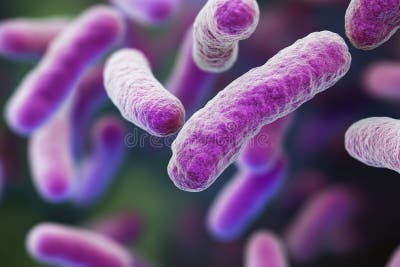 Purple Bacteria Microorganisms Under Microscope Stock Image - Image of ...