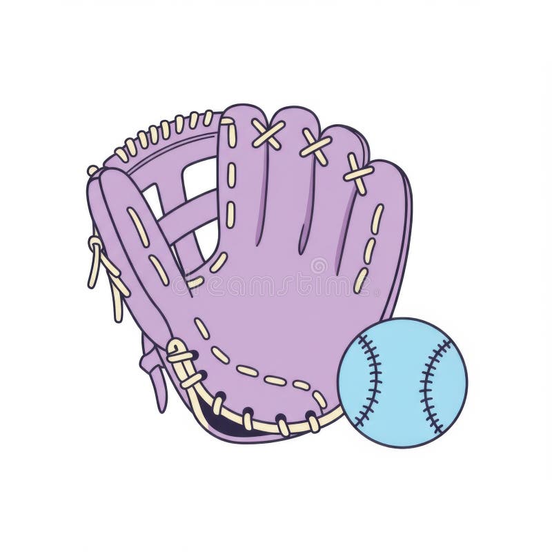 Purple Baseball Glove and Blue Ball Illustration Stock Illustration ...