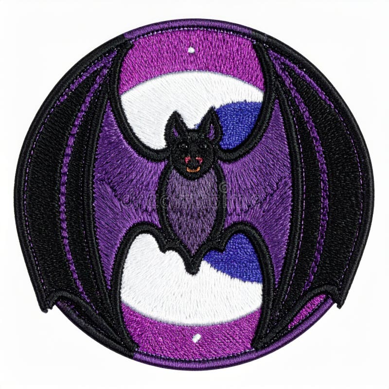 Purple Bat Embroidered Patch with White Background Stock Illustration - Illustration of mammal ...