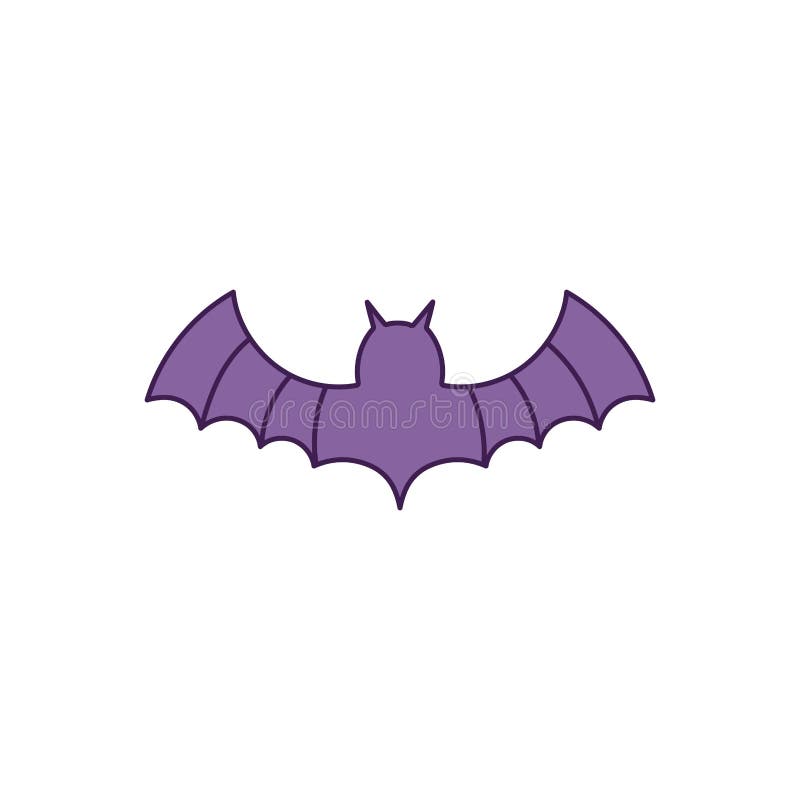 Purple Bat Open Wings on White Background Stock Vector - Illustration ...
