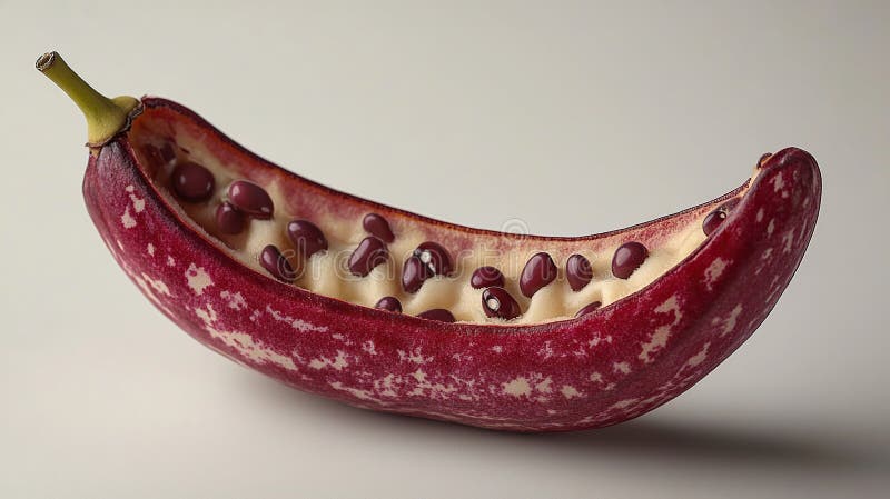 Purple Bean Pod, Lengthwise View, Seeds Inside Stock Illustration ...