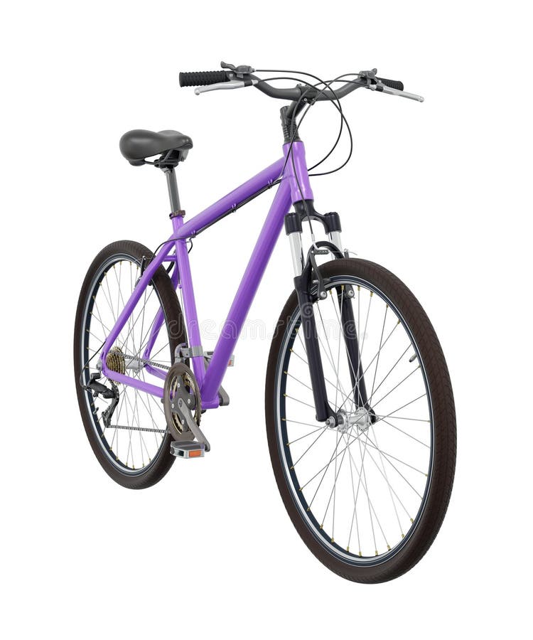 Purple Bicycle, Front Side View Isolated on White Background, 3D ...