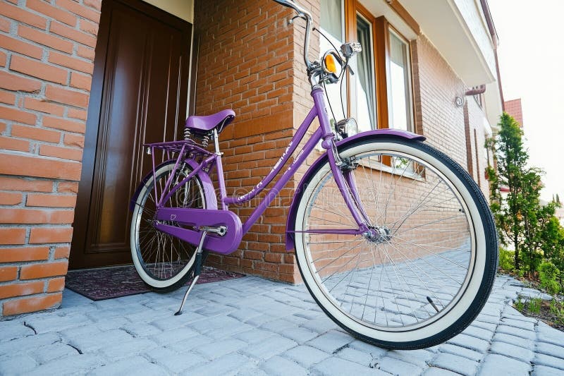 Purple Bicycle Lavender stock photo. Image of 2022, street - 260602446