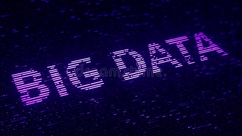 Purple BIG DATA Words Made with Flying Luminescent Particles. Loopable ...