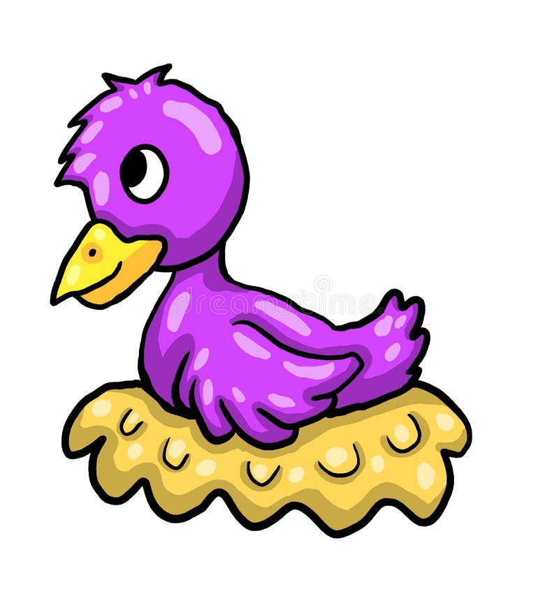 Purple Bird on a Nest stock illustration. Illustration of friend ...