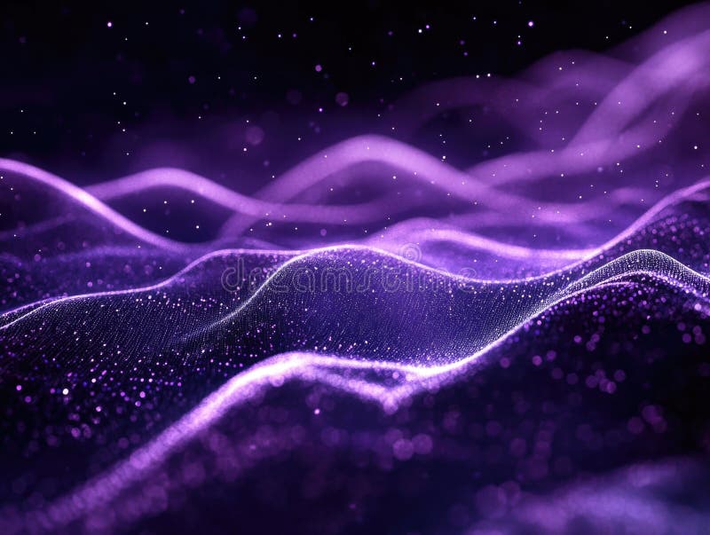 Purple and Black Background with Waves and Lights Stock Image - Image ...