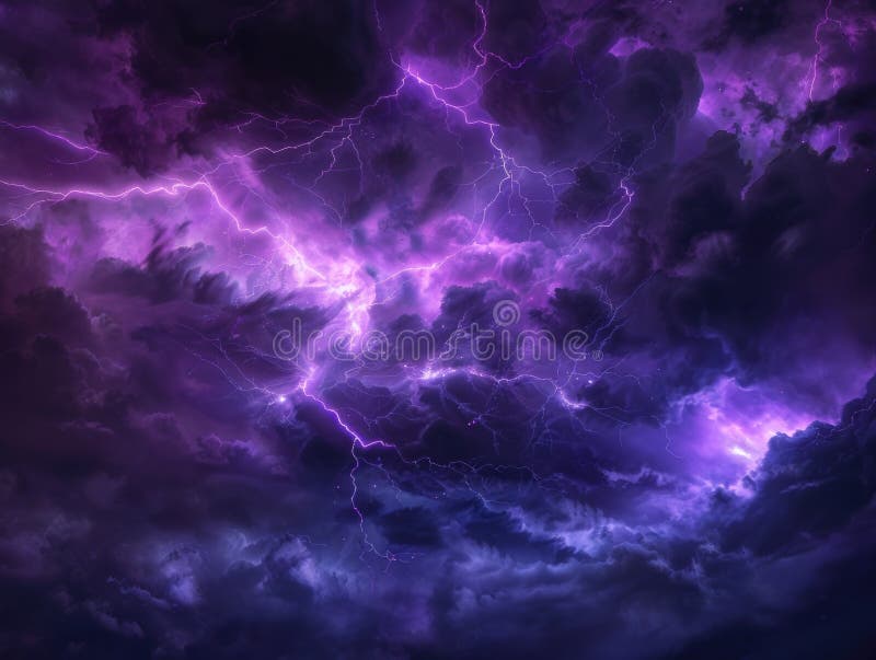 Purple and Black Sky Lightning Stock Image - Image of electric ...