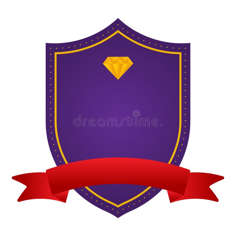 Purple Blank Star Shield Frame with Red Ribbon on White Stock Illustration - Illustration of ...