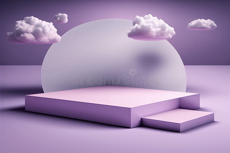 A Purple Blank Plinth with Clouds Above a Premium Plinth for Product ...