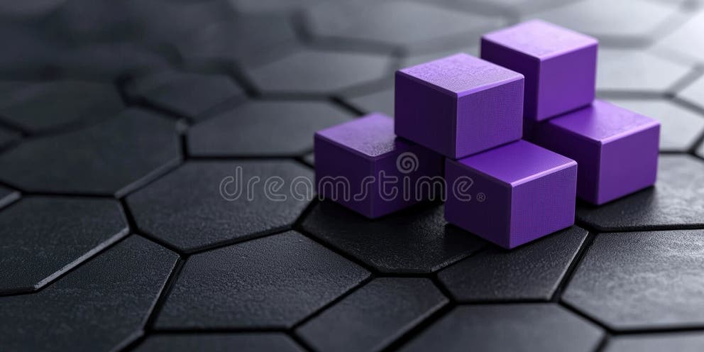 Purple Blocks on Textured Black Surface, Creating Modern Aesthetic ...