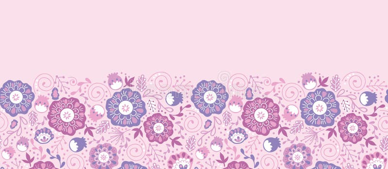 Purple Blossom Flowers Horizontal Seamless Pattern Stock Vector ...