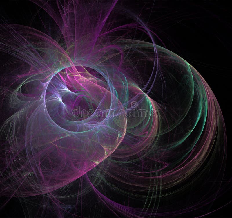 Purple and Blue Abstract Drawing on a Black Background, Color Digital ...