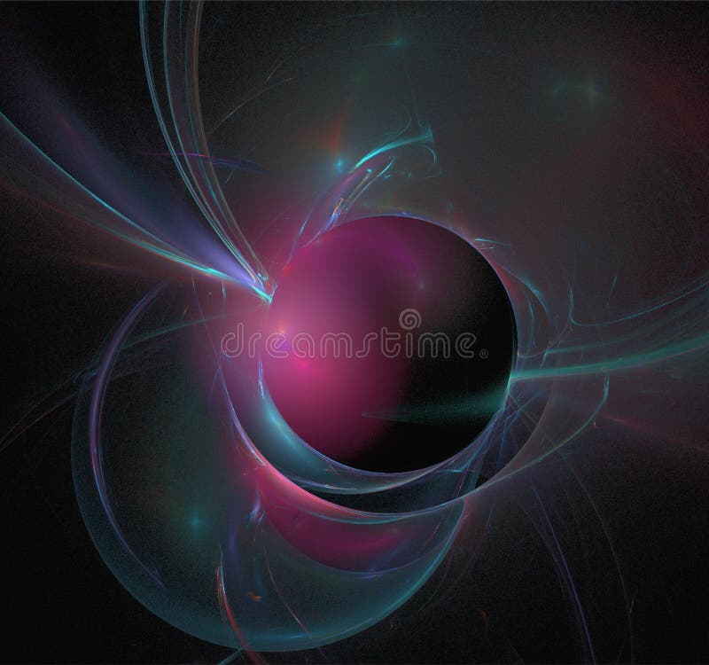 Purple and Blue Abstract Drawing on a Black Background, Color Digital ...