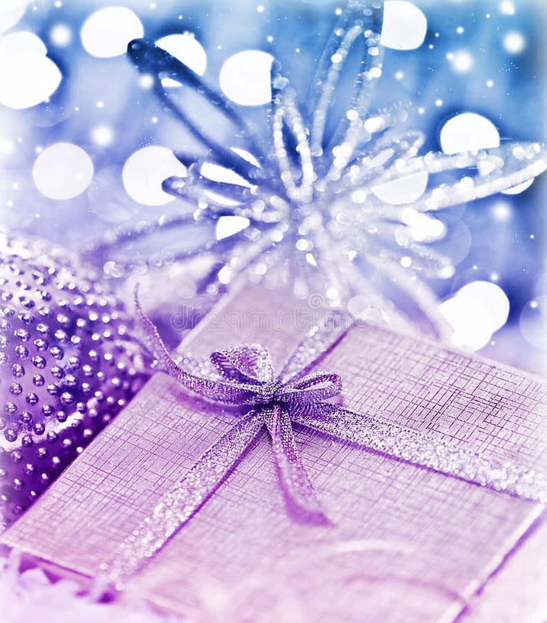 Christmas or Valentine S Purple Gift with Silver Ribbon Abstract Purple ...
