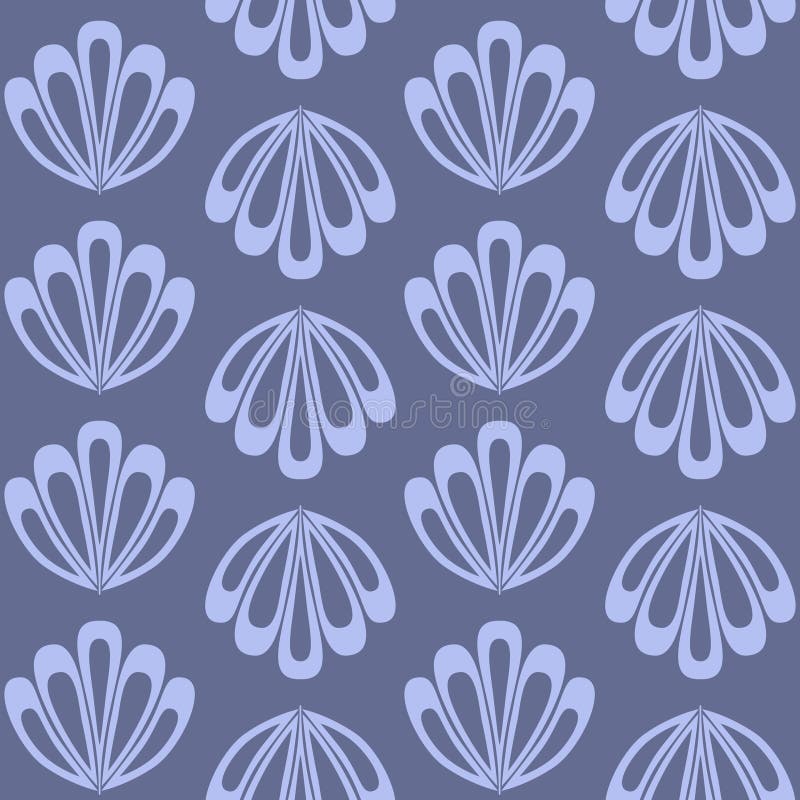 Purple Blue Shell on Dark Background Seamless Pattern Nautical Vector ...