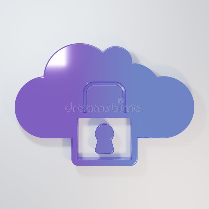Purple-blue Cloud Computing Lock Icon Isolated on Grey Background. Security, Safety, Protection ...