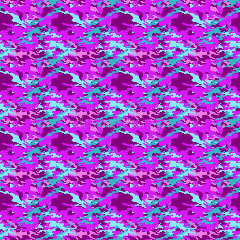 Purple and Blue Colored Seamless Camouflage Pattern Illustration Stock ...