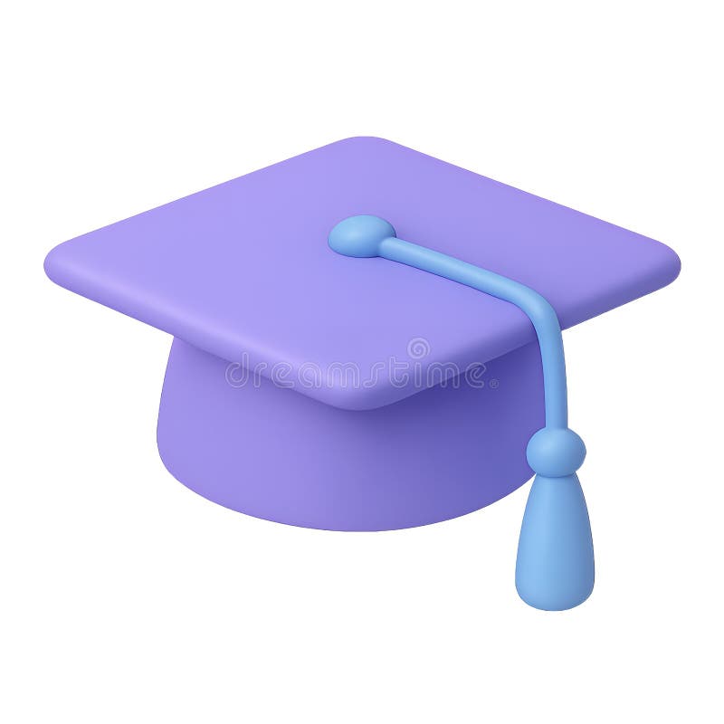 Purple and Blue 3D Graduation Cap Render Stock Image - Illustration of ...