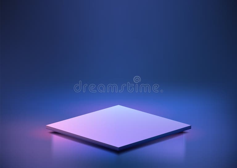 Purple Blue 3d Square Platform on Glossy Surface, Modern Technology ...