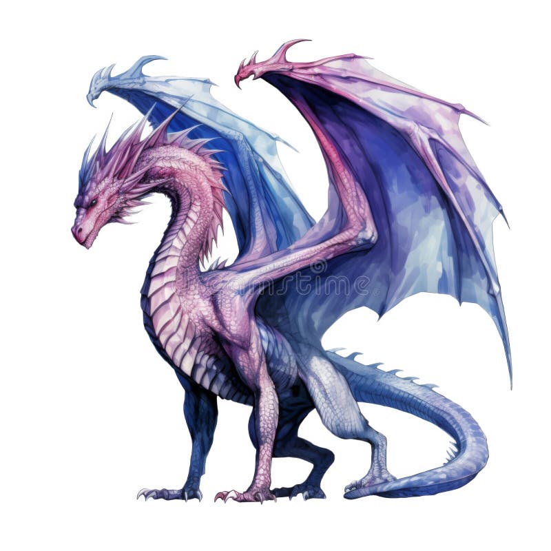 A Purple and Blue Dragon with Its Wings Spread Stock Photo ...