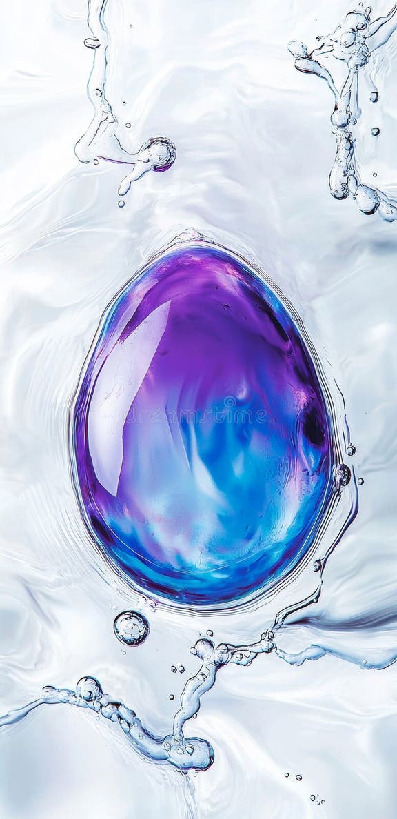 Purple and Blue Easter Egg Dropping into Water, Creating a Vibrant ...