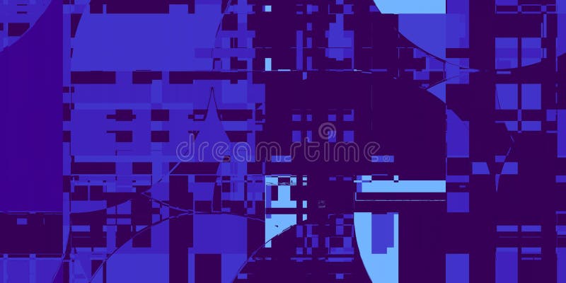Purple Blue Glitch Art Backdrop. Distorted Geometric Surface. Abstract ...