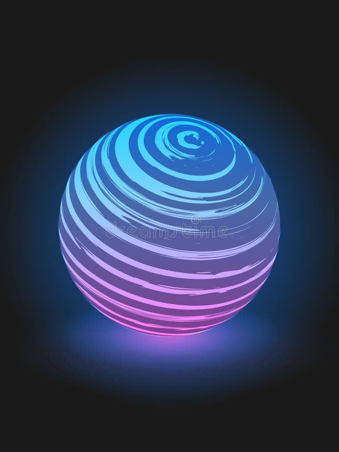 Purple with Blue Glow Ball on Black Background Stock Vector ...