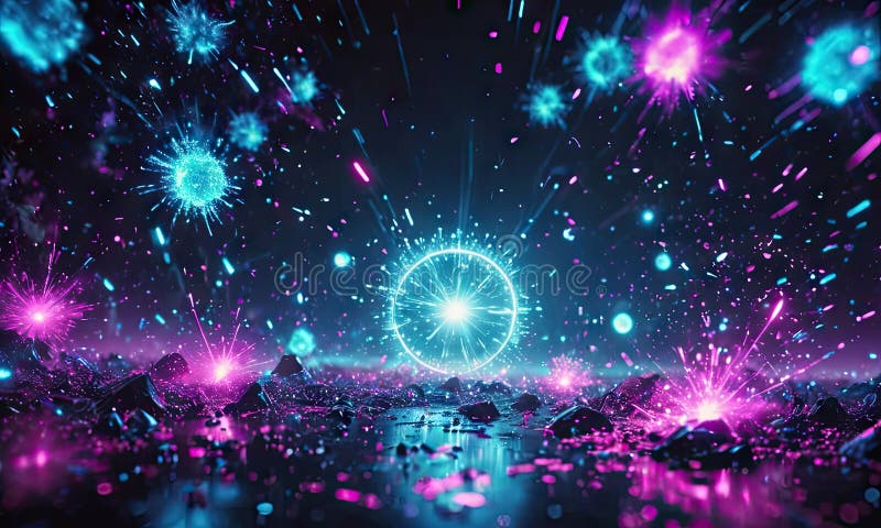 A Purple and Blue Glowing Object Surrounded by a Bunch of Other Glowing ...