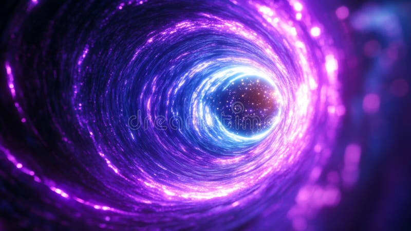Purple and Blue Glowing Spiral Tunnel in Space Stock Illustration ...