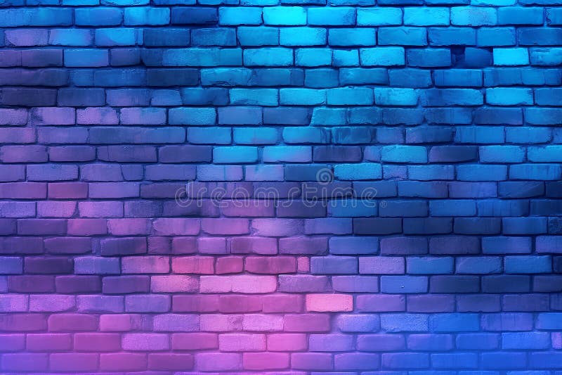 Purple Blue Gradient Brick Wall, Texture Background Stock Illustration ...