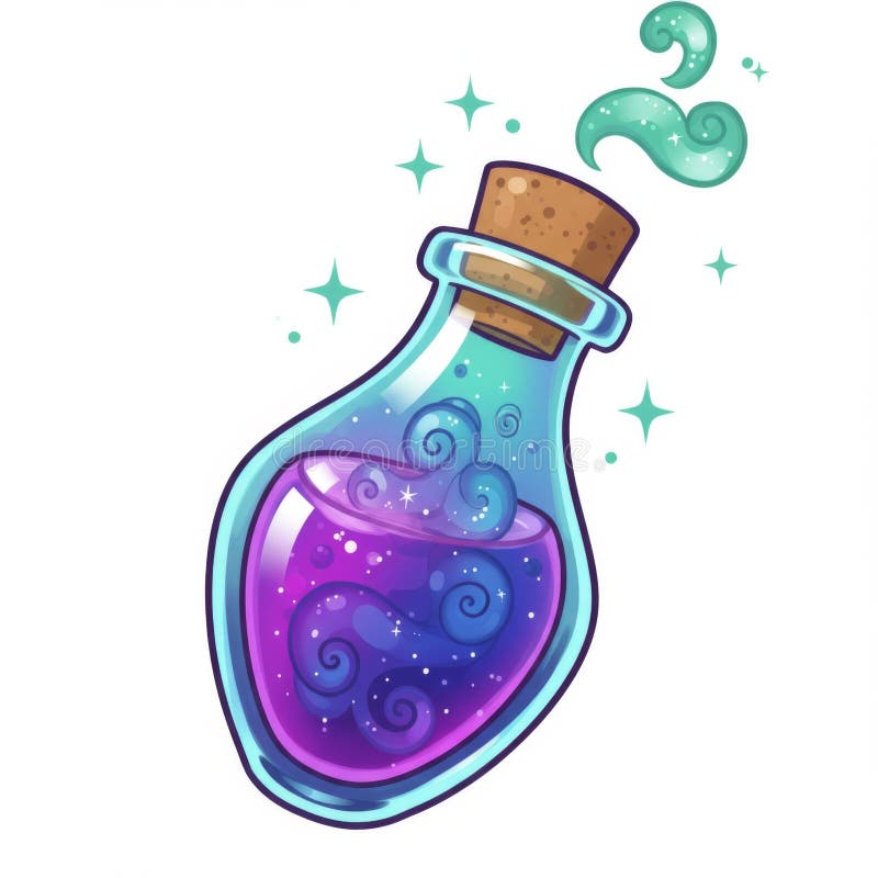Purple and Blue Magic Potion Bottle Illustration Stock Illustration ...