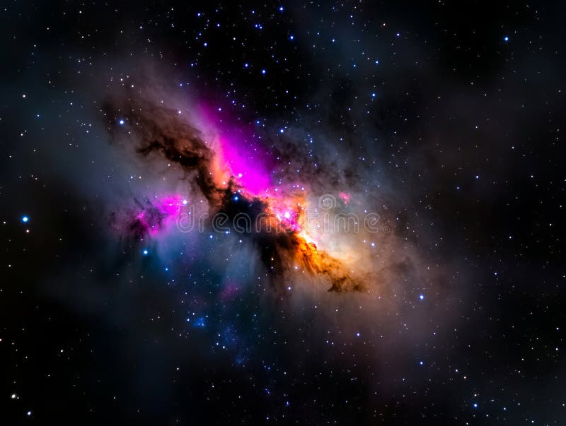 A Purple and Blue Nebula in the Night Sky with Stars Stock Image ...